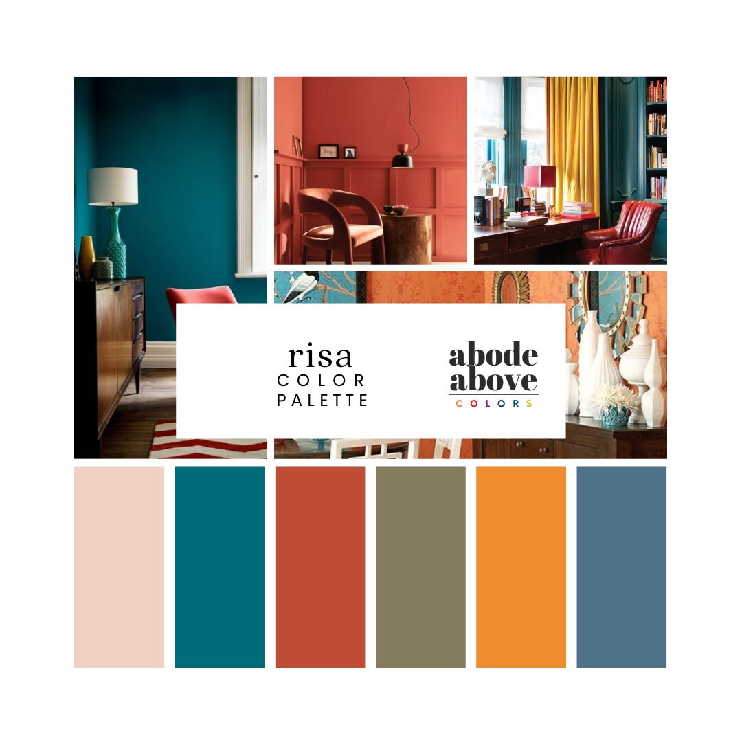 Risa Interior Design Color Palette With Hex Codes for Procreate Orange ...
