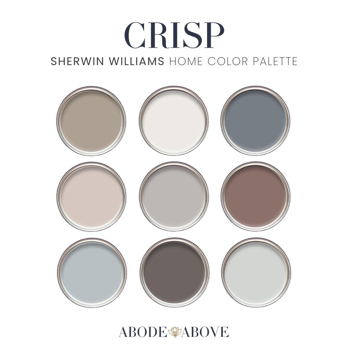 Crisp Sherwin Williams Minimalist Modern Paint Color Palette | Gray ...