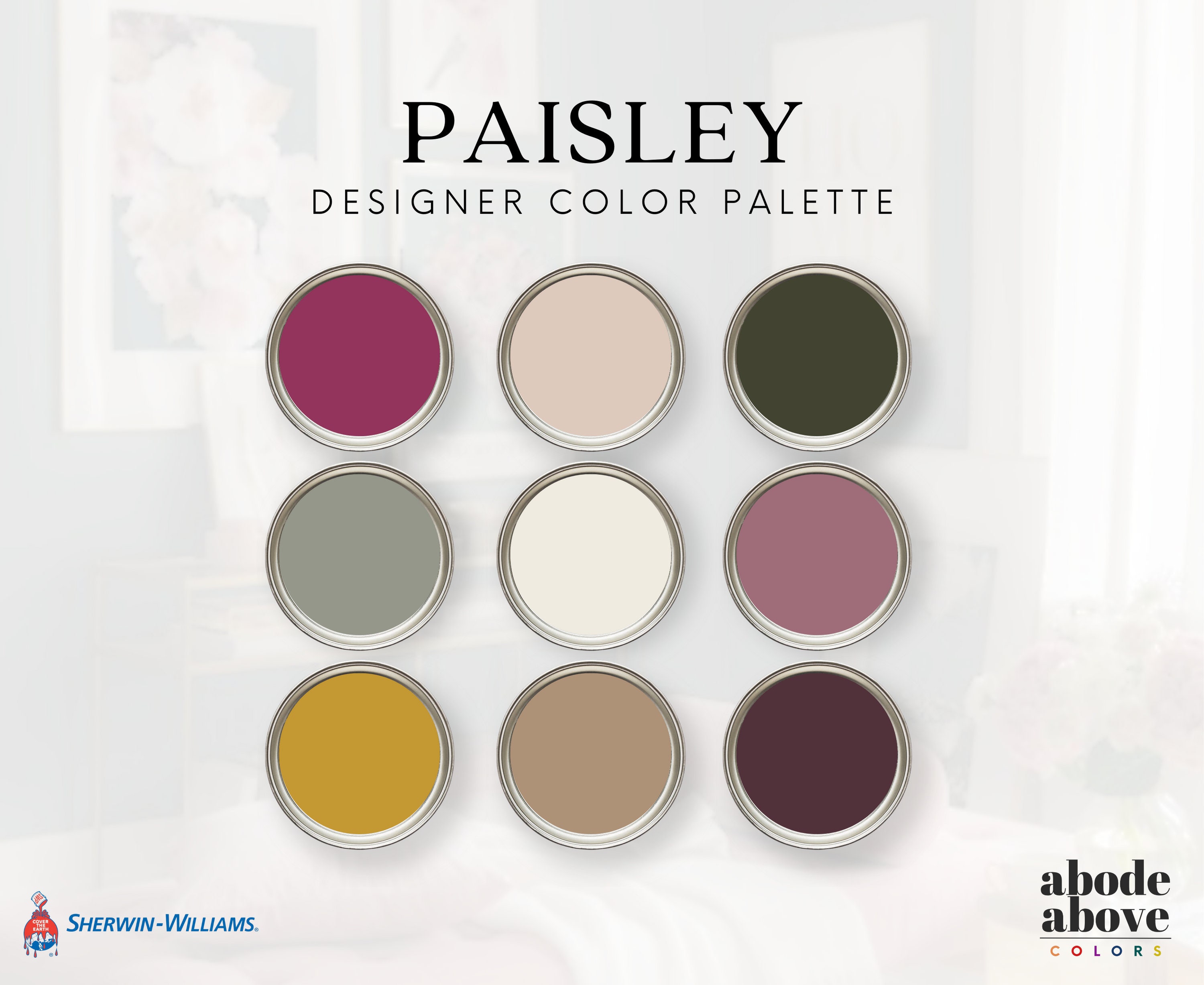 Paisley Interior Design Color Palette With Hex Codes for - Etsy