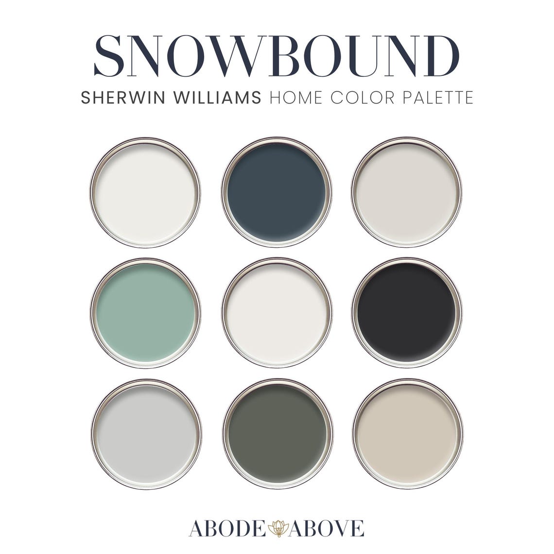 Snowbound Sherwin Williams Whole House Color Palette (printable) - Etsy