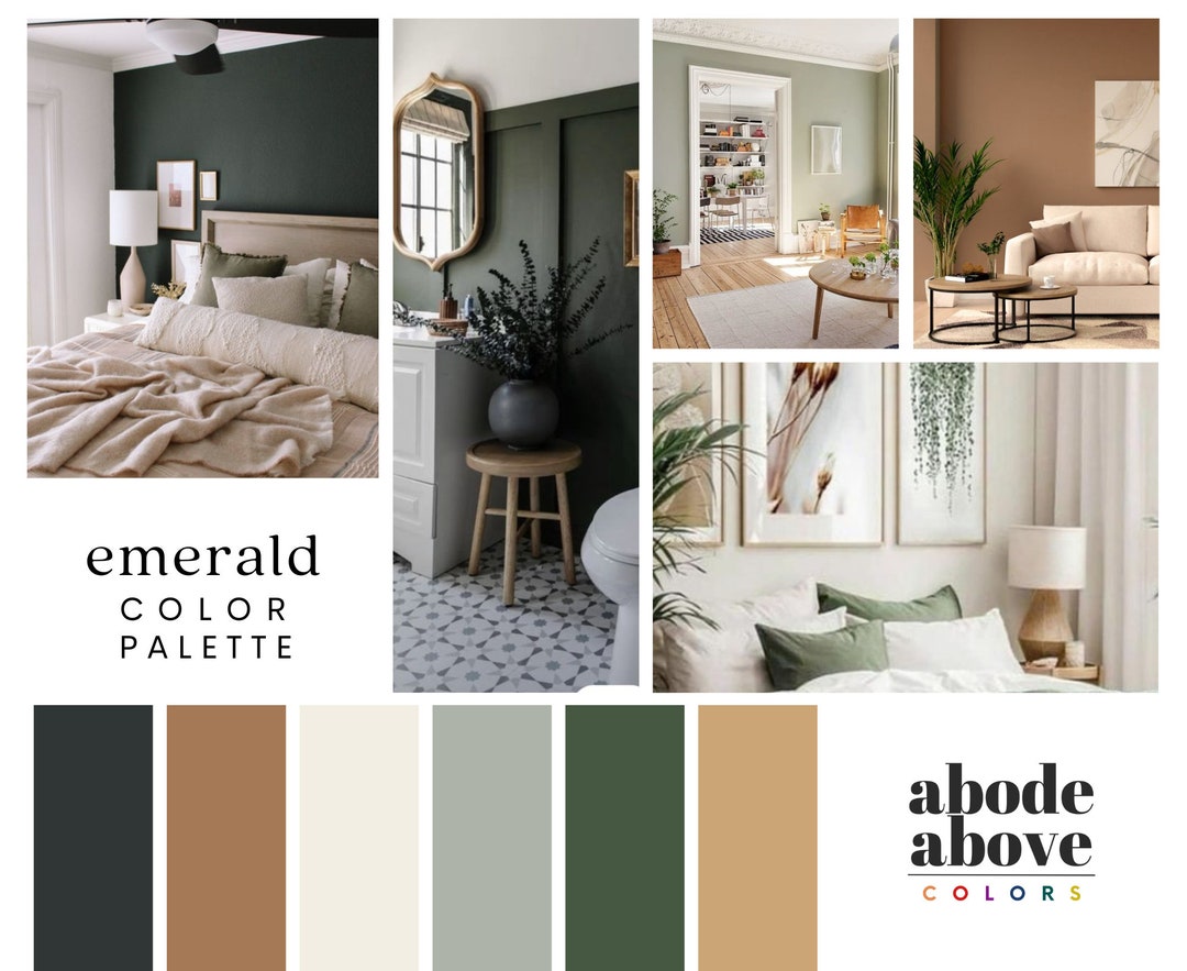 Emerald Interior Design Color Palette With Hex Codes for Procreate ...