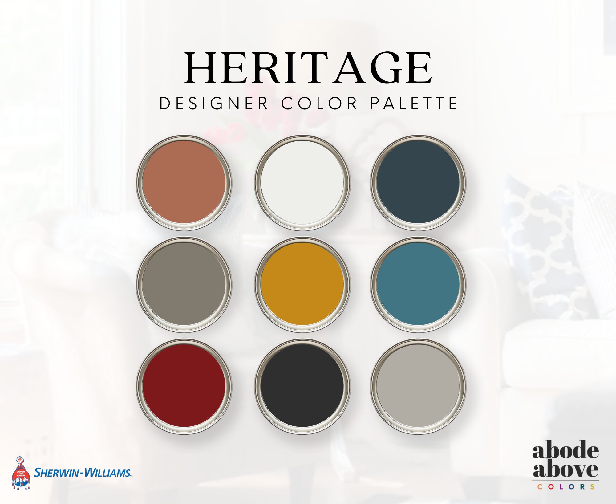 Heritage Interior Design Color Palette With Hex Codes for - Etsy