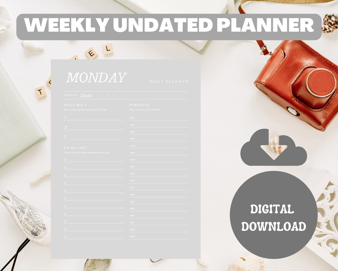 Weekly Undated Planner,daily Planner Pages,daily Schedule,to Do List ...