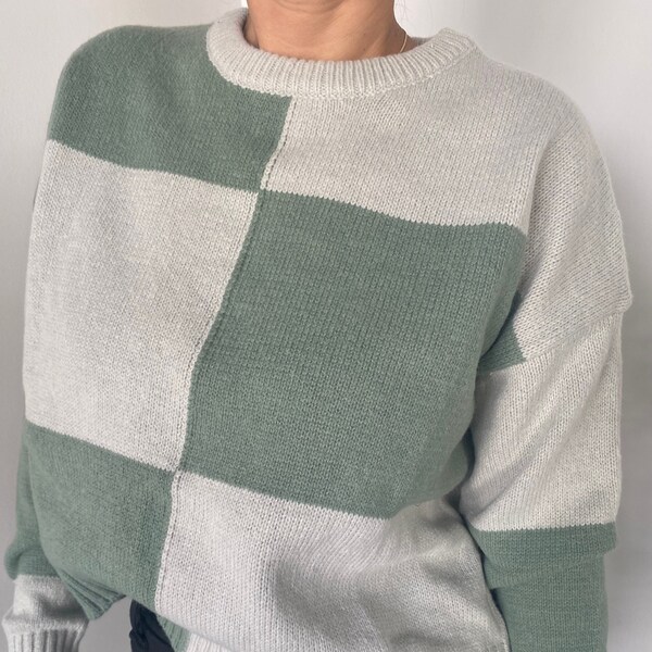 Checkerboard Sweater - Etsy