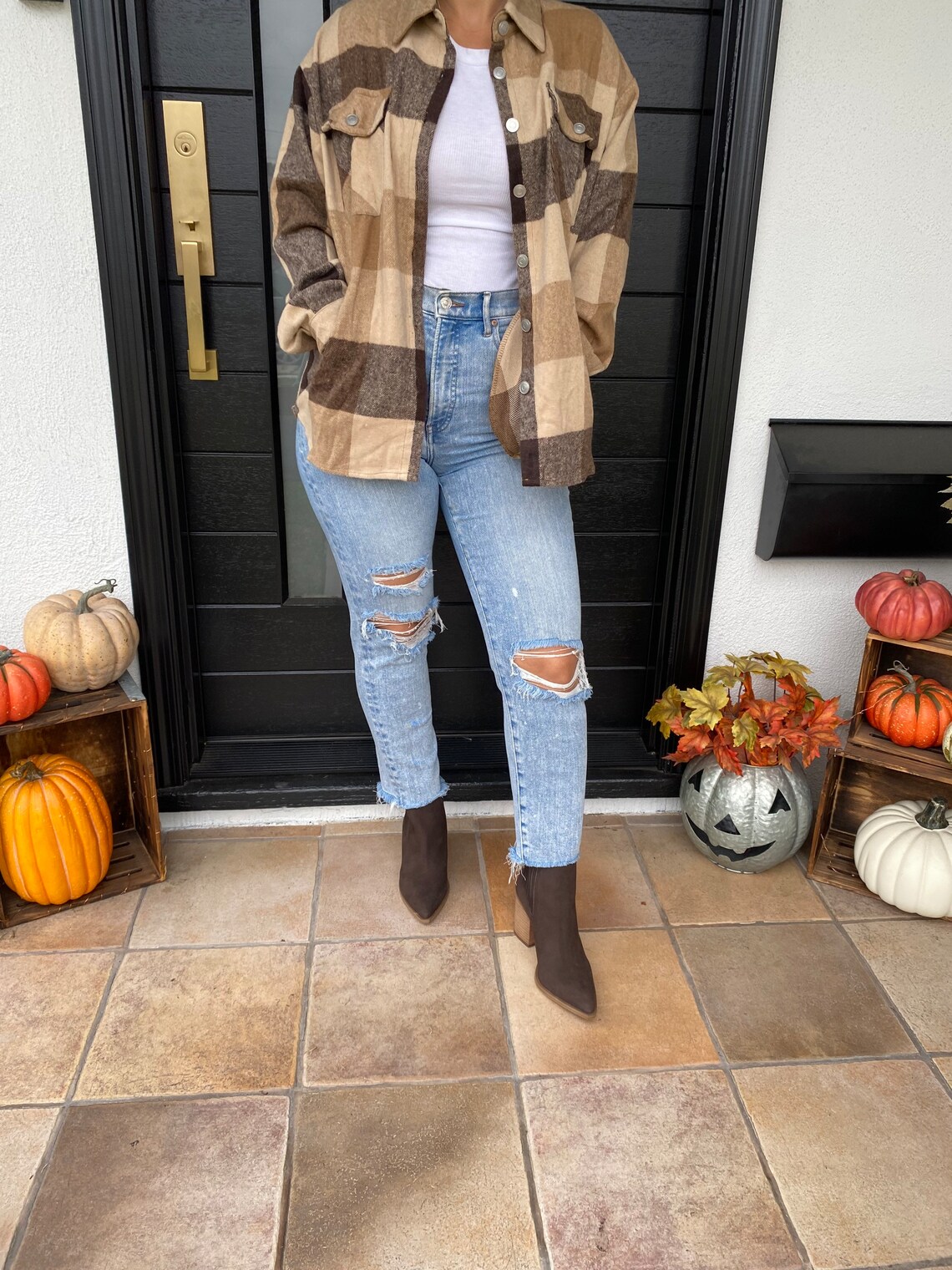 PLAID SHACKET Checkered-print Brown Oversize Shaket Flannel - Etsy