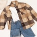 PLAID SHACKET | Checkered-print Brown Oversize Shaket| Flannel Jacket ...