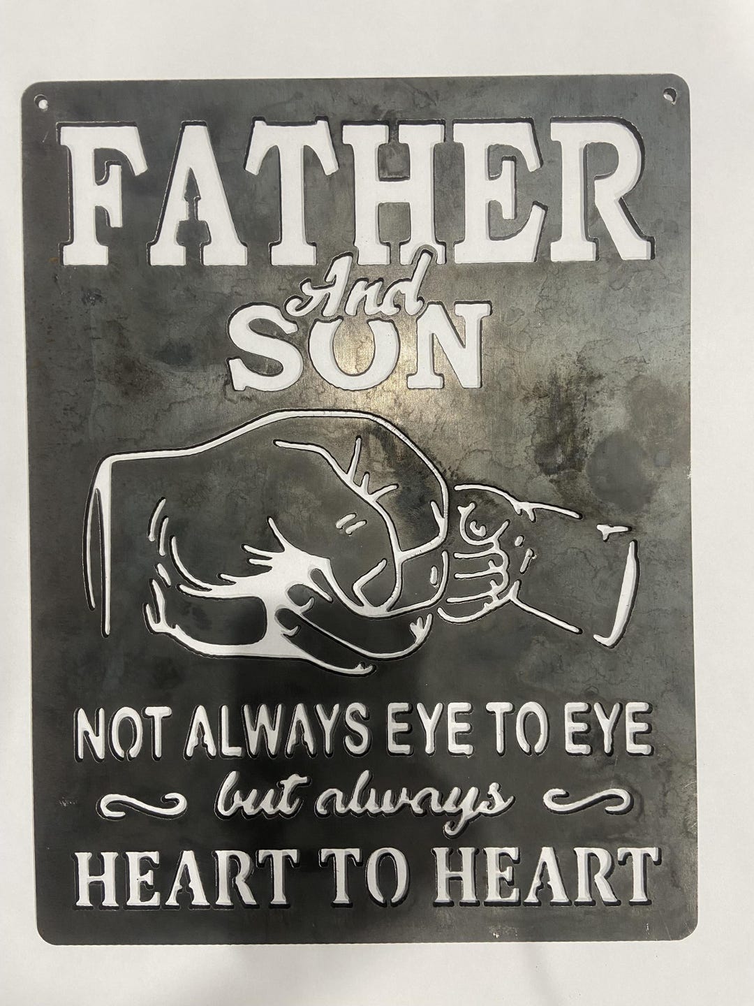 Father & Son Metal Wall Art – Heart to Heart Steel Sign - Etsy