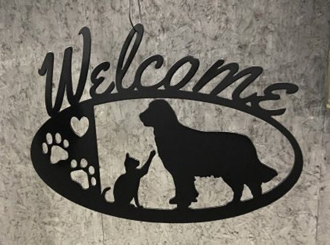 Ornamental Iron Cat & Dog Welcome Sign - Etsy