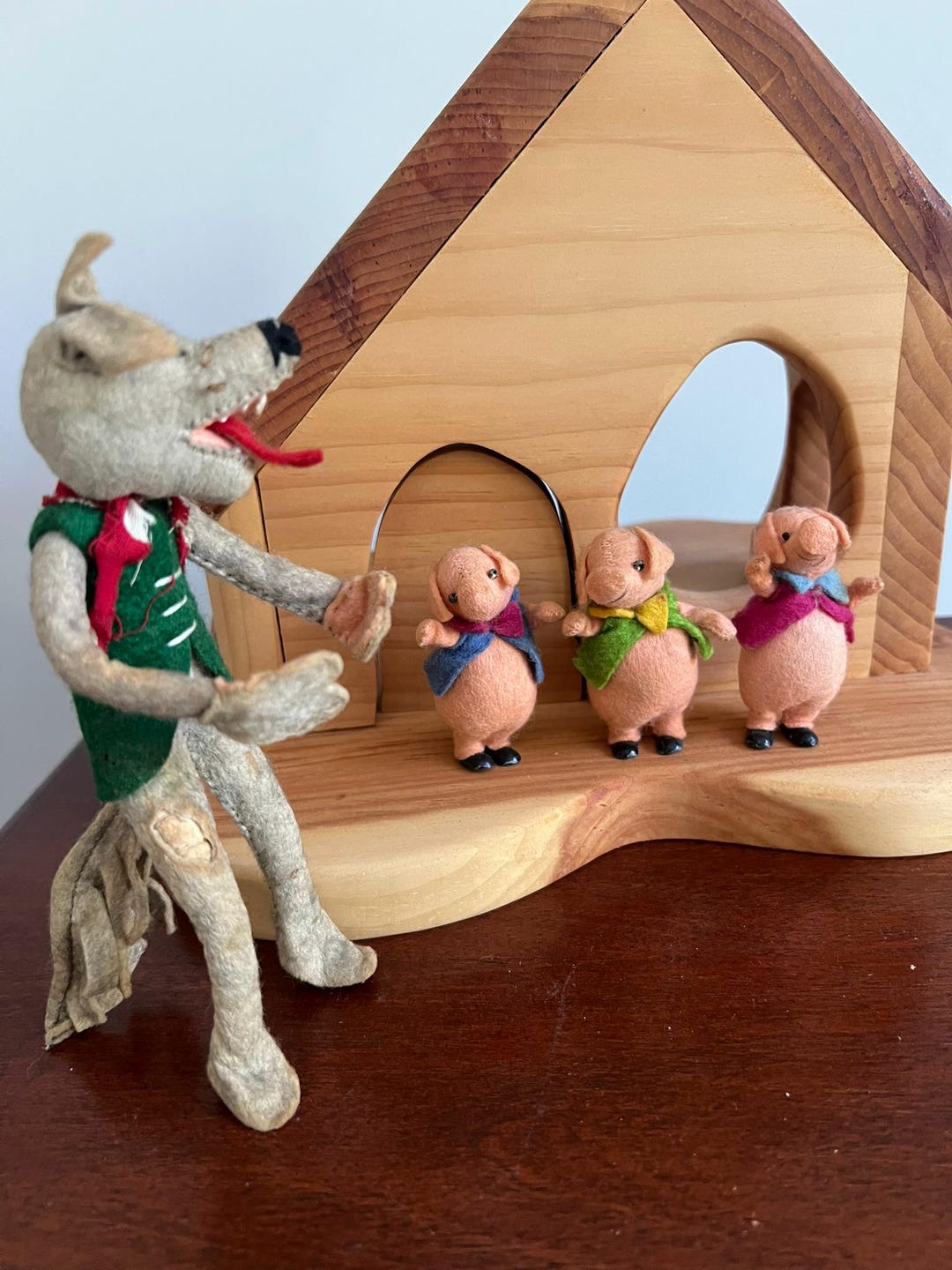 Vintage BAPS Felt Dolls – Three Little Pigs & Big Bad Wolf, 1950s ...