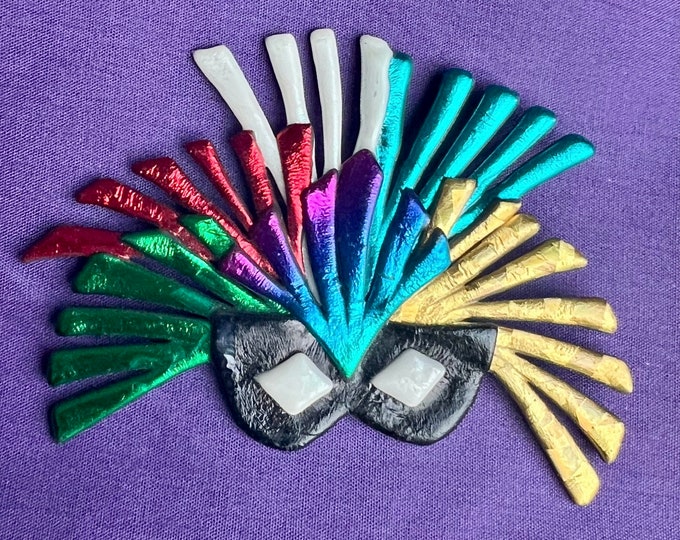 Mardi Gras Mask Oscar of New Orleans Signed Brooch * Collectible Pin ...