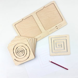 Montessori Wooden Tracing Board - Writing Skills Stencil Set ...