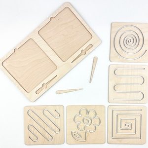 Montessori Wooden Tracing Board - Writing Skills Stencil Set ...