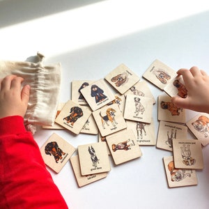 Montessori Wooden Dog Breeds Memory Game | Dogs Matching Cards for ...