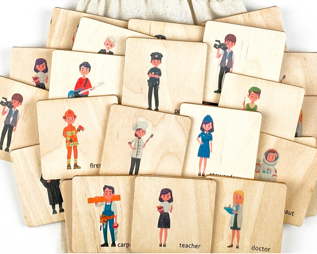 Montessori Professions Wooden Matching Game, Preschool Homeschool ...