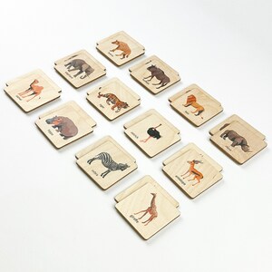 Wooden Safari Animals Memory Game Montessori Wooden Wild Animals Memory ...