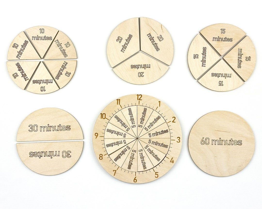 Wooden Time Fraction Learning Kit, Time Fraction Learning Set ...