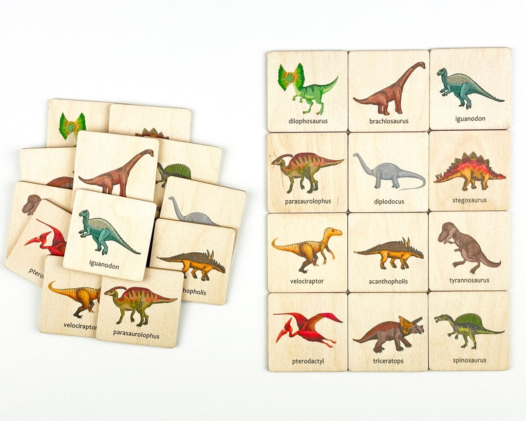 Montessori Wooden Dinosaurs Memory Game Homeschool,preschool ...