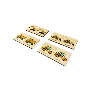 Montessori Wooden Construction Truck Car Memory Game, Construction ...