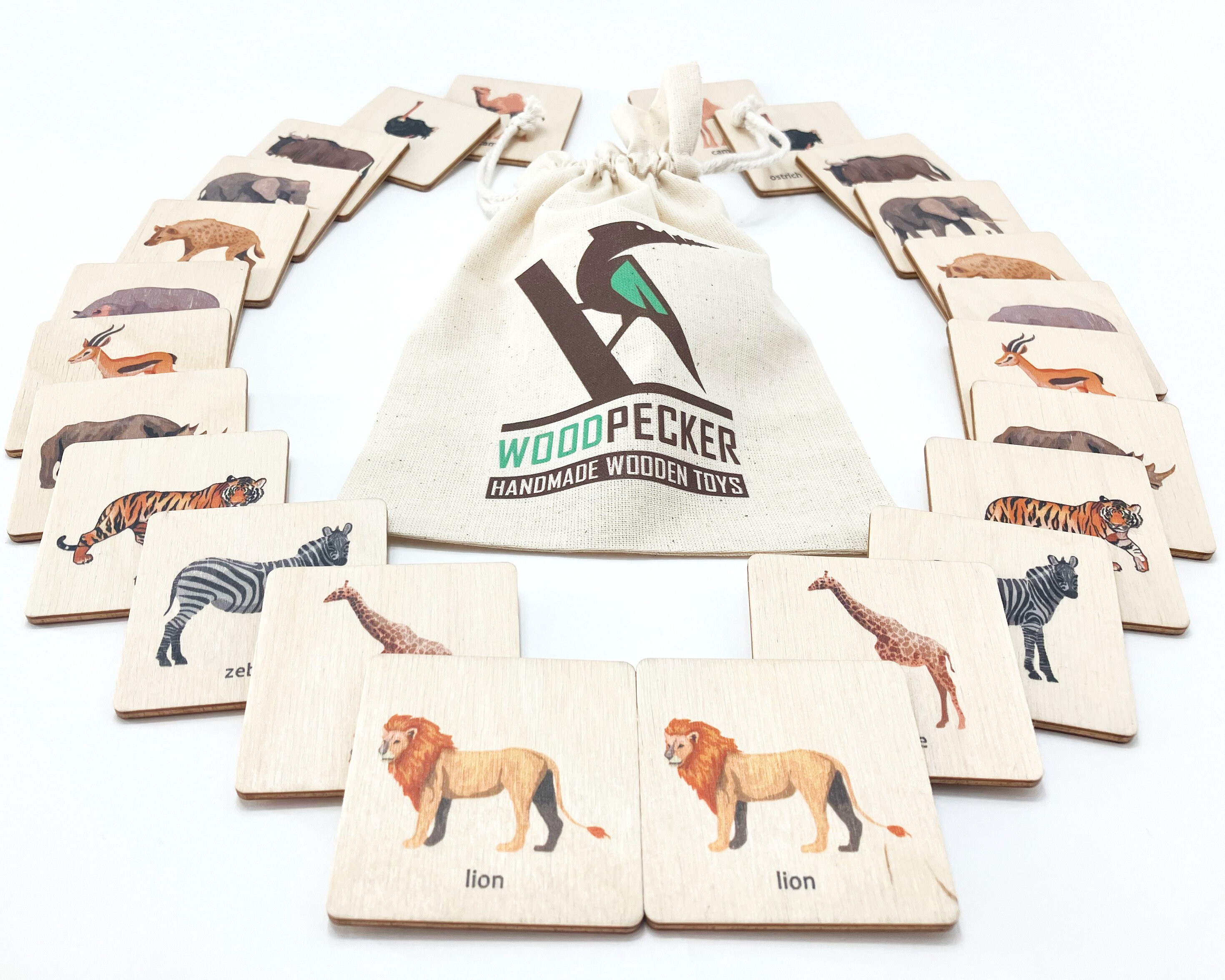 Wooden Safari Animals Memory Game Montessori Wooden Wild - Etsy