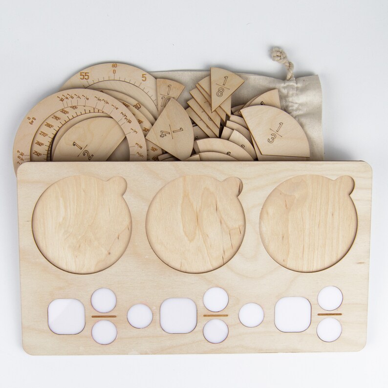 Wooden Fraction Manipulation Board Montessori Math - Etsy