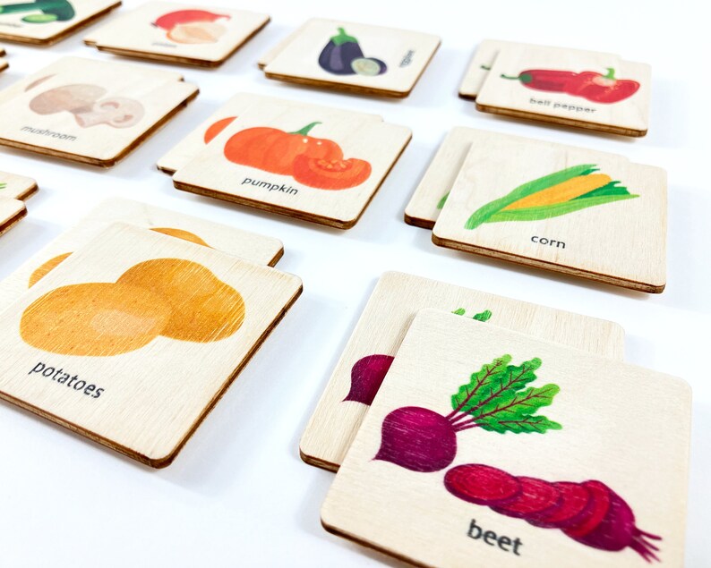 Montessori Wooden Vegetables Memory Game Vegetables Matching - Etsy