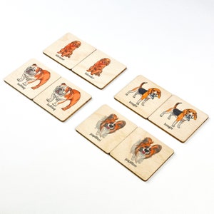Montessori Wooden Dog Breeds Memory Game Dogs Matching Cards - Etsy