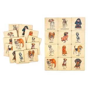 Montessori Wooden Dog Breeds Memory Game | Dogs Matching Cards for ...