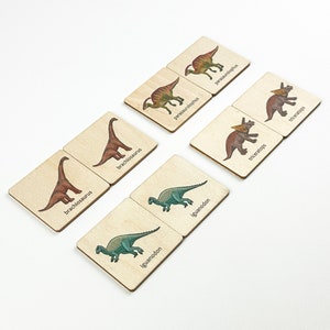 Wooden Dinosaurs Matching Cards 1 2 3 4 Year Old Montessori Materials ...