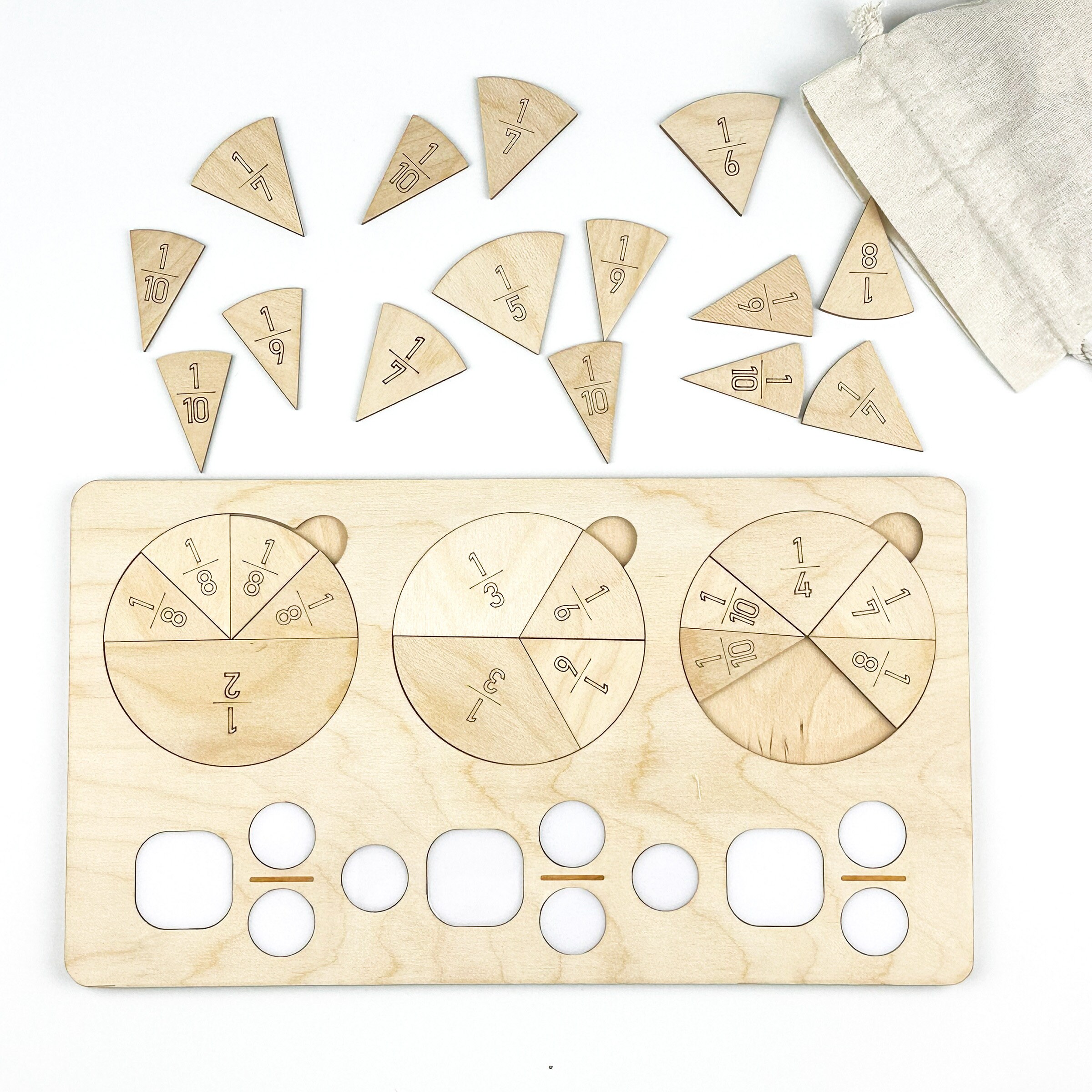 Wooden Fraction Manipulation Board, Montessori Math Manipulation ...