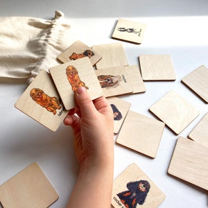 Montessori Wooden Dog Breeds Memory Game | Dogs Matching Cards for ...