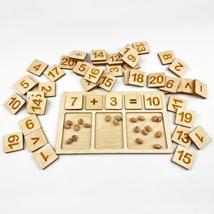 Wooden Maths Board With Numbers and Symbols, Addition and Subtraction ...