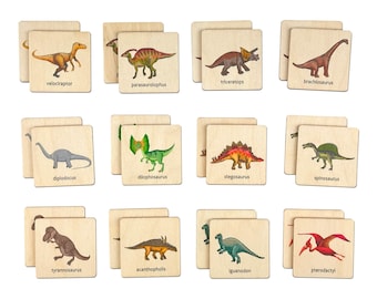 Wooden Dinosaurs Memory Game/ Montessori Toy Matching Game for Kids ...