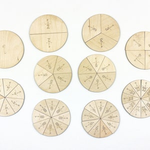 Wooden Fraction Learning Circle Kit, Math Education Toolset, Math ...