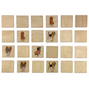 Montessori Wooden Dog Breeds Memory Game Dogs Matching Cards for ...