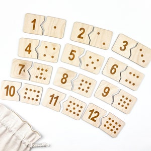 Montessori Wooden Number Match Puzzle, Handmade Wood Matching Game ...