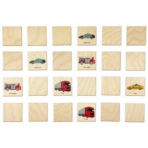 Montessori Wooden Transport Vehicles - 2 Memory Game | Vehicles ...