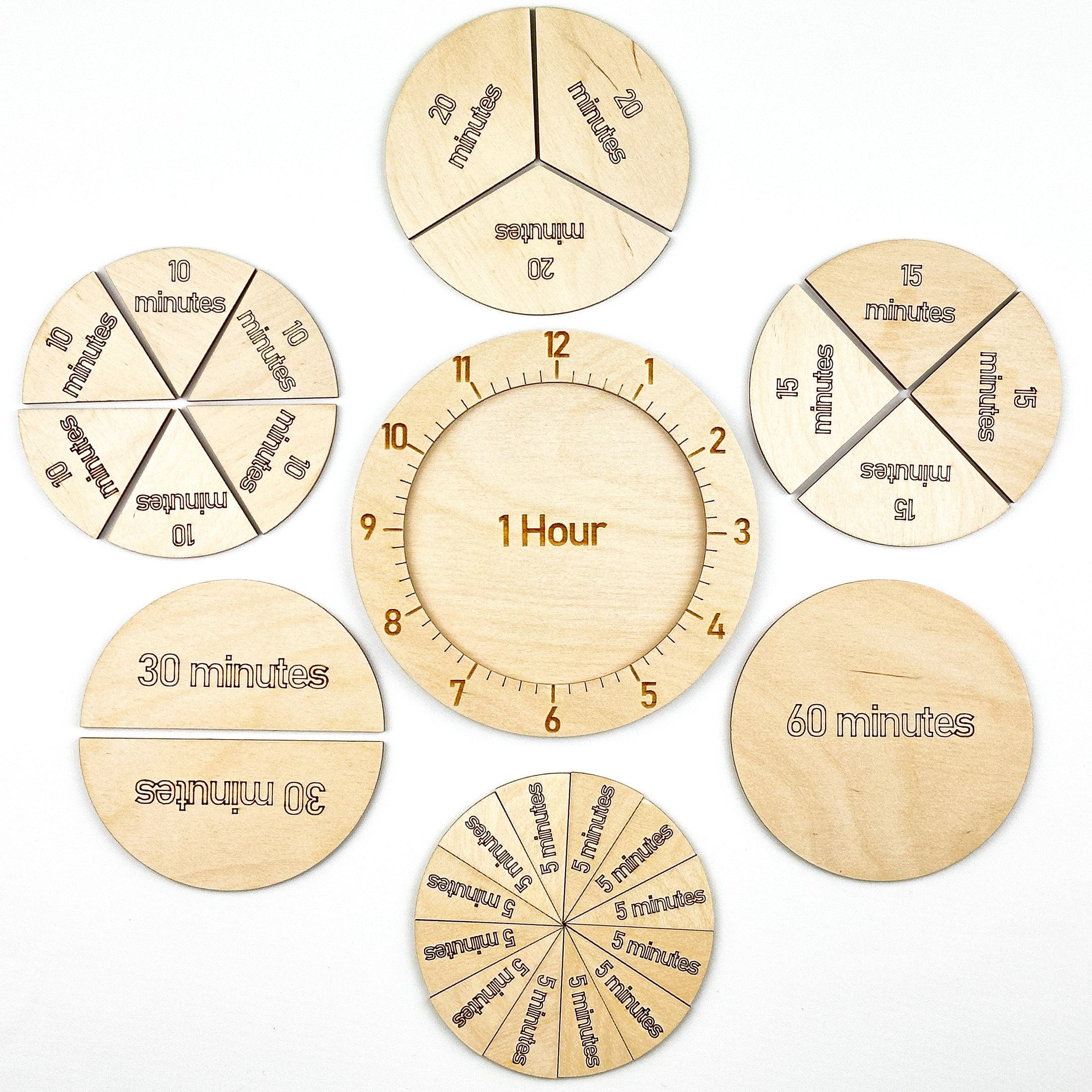 Wooden Time Fraction Learning Kit, Time Fraction Learning Set ...