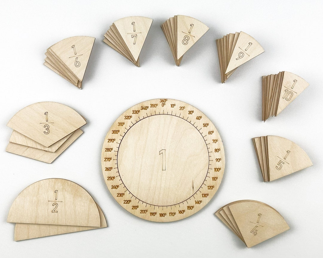 Wooden Fraction Learning Circle Kit, Math Education Toolset, Math ...
