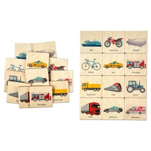 Montessori Wooden Transport Vehicles - 2 Memory Game | Vehicles ...