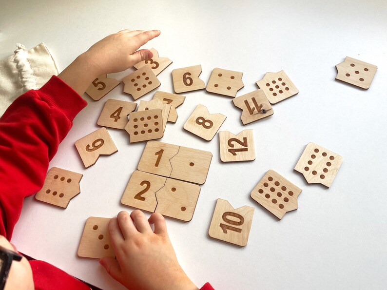 Montessori Wooden Number Match Puzzle, Handmade Wood Matching Game ...