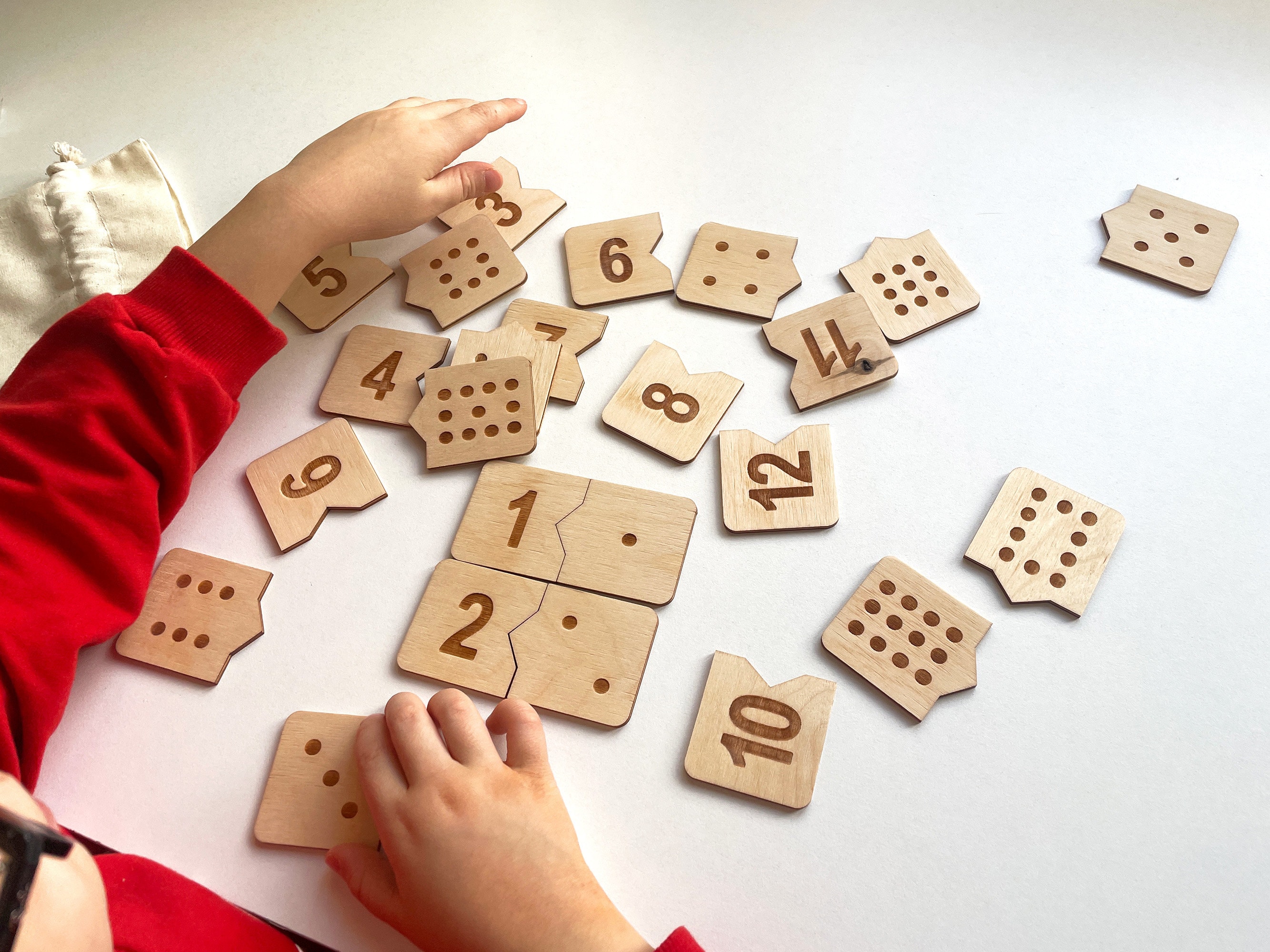 Montessori Wooden Number Match Puzzle, Handmade Wood Matching Game ...