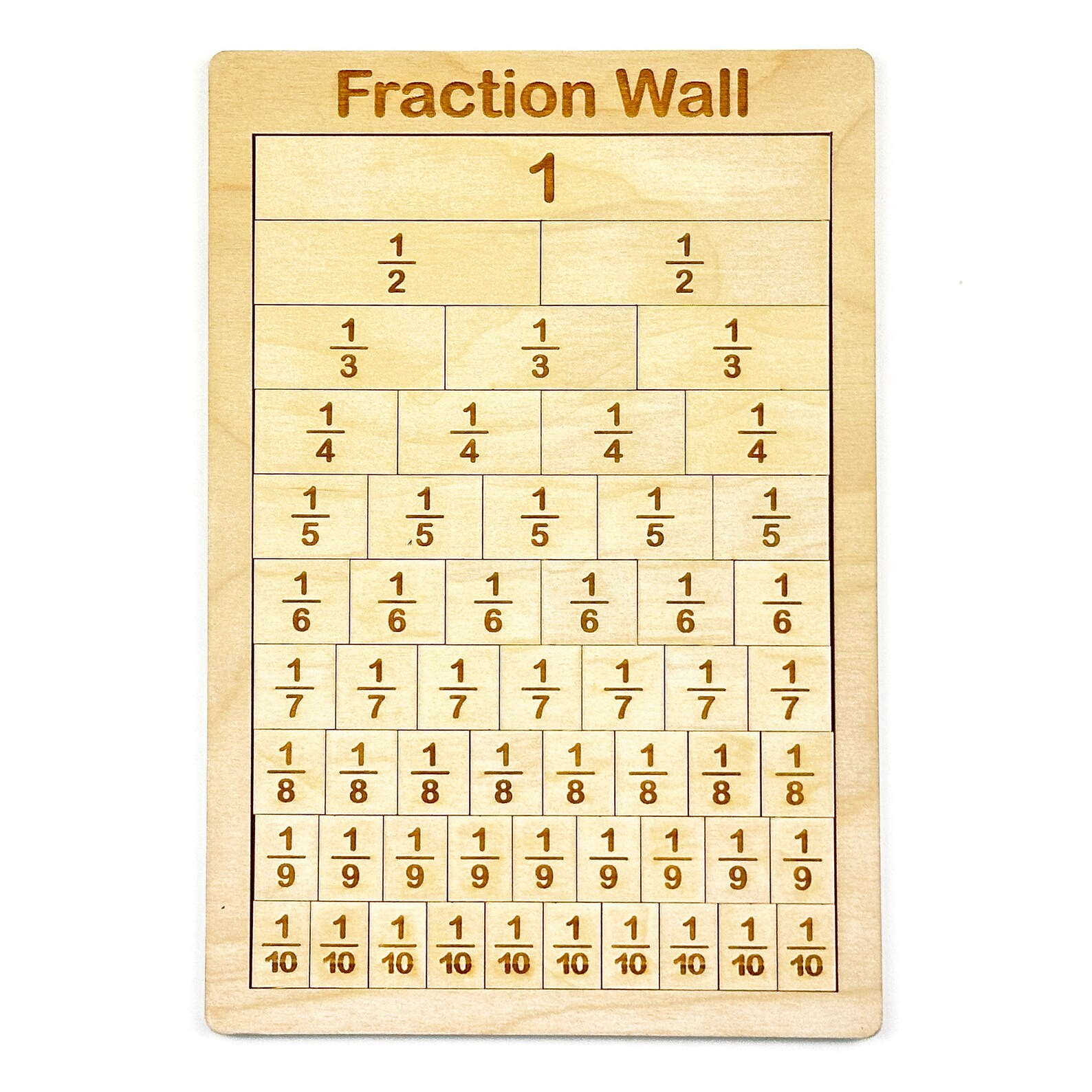 Wooden Fraction Tiles Set- 55 Pieces, Montessori Fraction Learning Tool ...