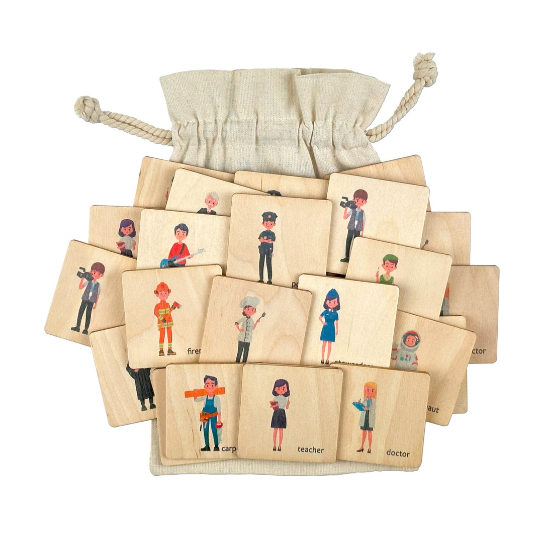 Montessori Professions Wooden Matching Game, Preschool Homeschool ...