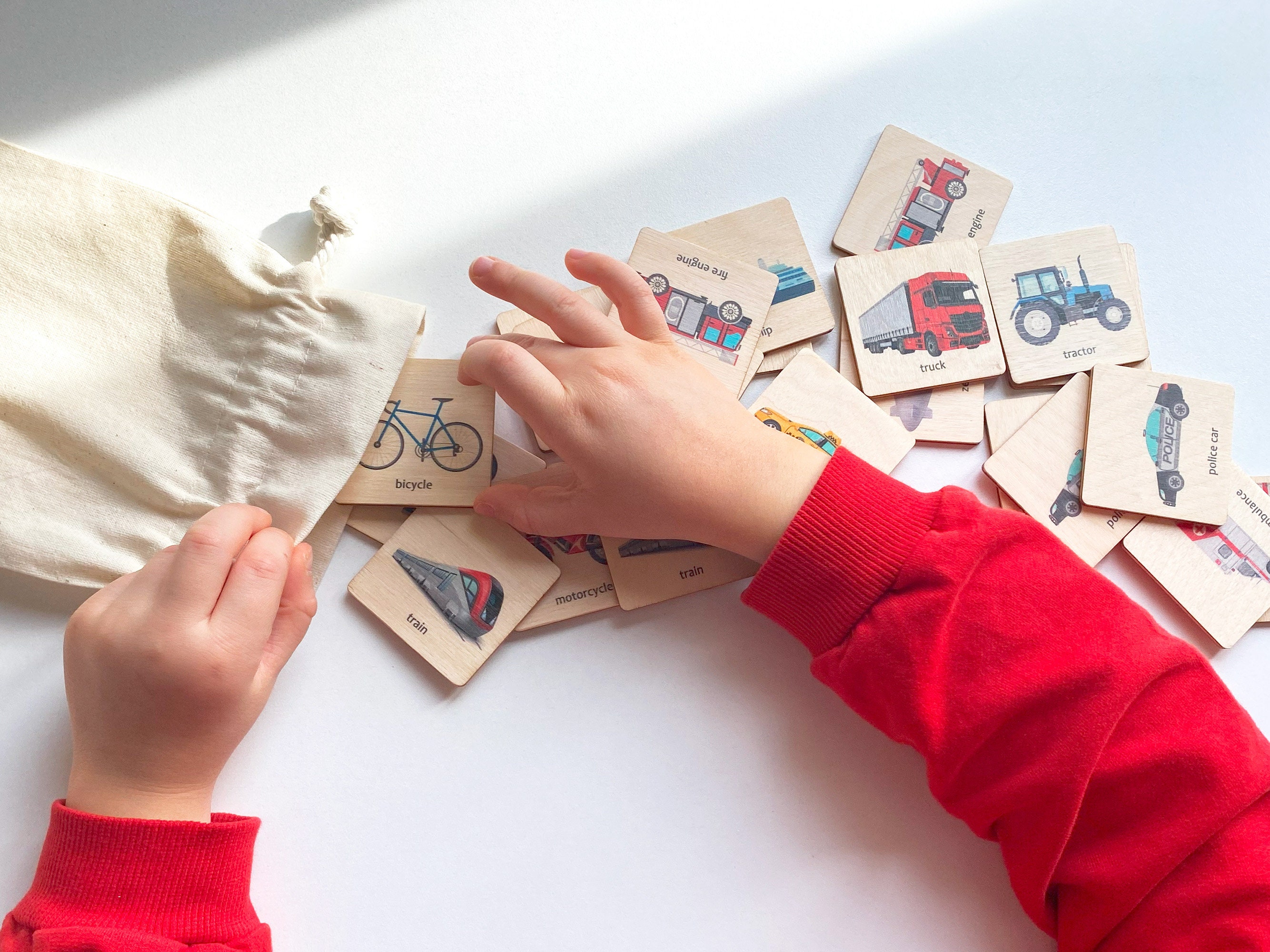 Montessori Wooden Transport Vehicles - 2 Memory Game | Vehicles ...