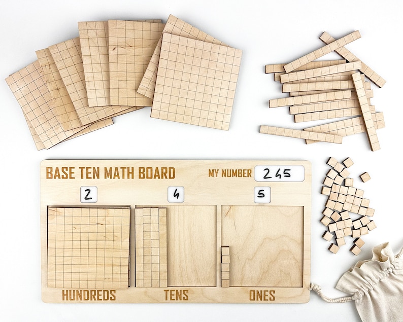 Wooden Base 10 Math Board, Math Manipulatives, Learning Number of ...