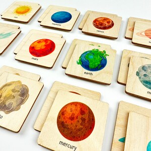 Montessori Wooden Space Memory Game, Solar System Matching Cards ...