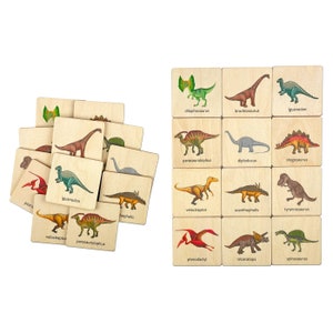 Wooden Dinosaurs Matching Cards | 1 2 3 4 Year Old Montessori Materials ...