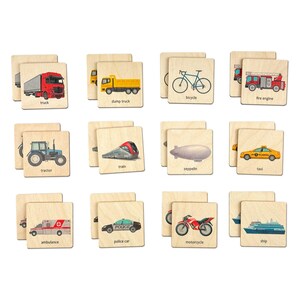 Montessori Wooden Transport Vehicles - 2 Memory Game | Vehicles ...