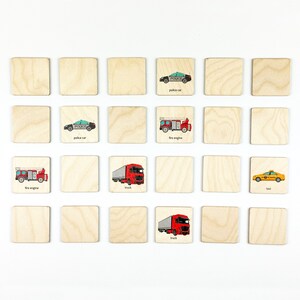 Montessori Wooden Transport Vehicles 2 Memory Game Vehicles Matching ...