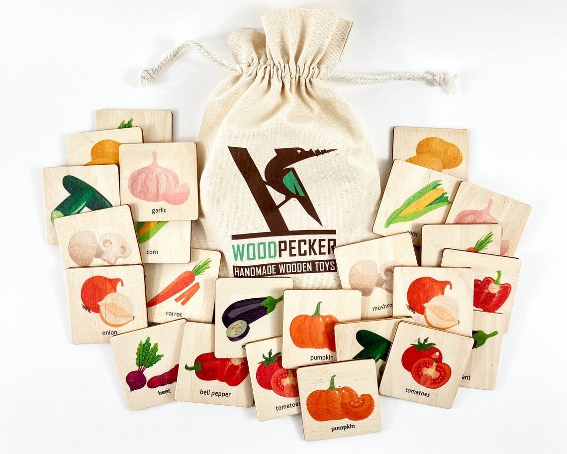 Montessori Wooden Vegetables Memory Game Vegetables Matching - Etsy